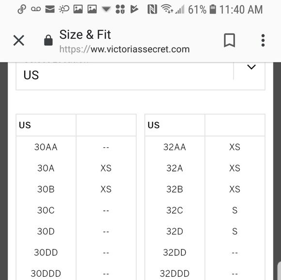 PINK Victoria's Secret | Intimates & Sleepwear | Pink Bra Sizing Guide ...